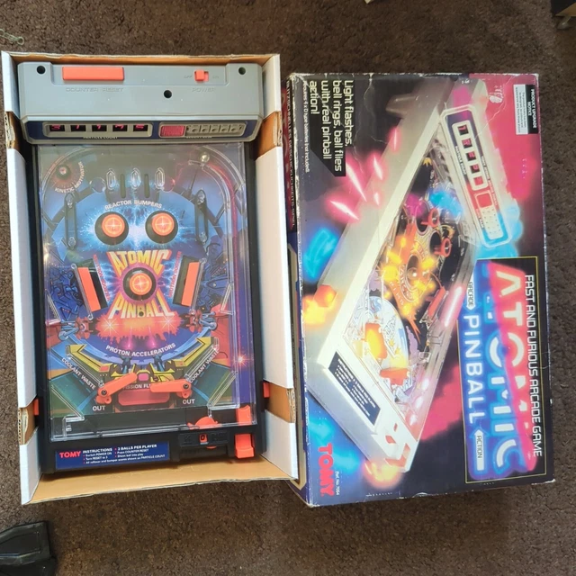 RARE VINTAGE 1979 Boxed Tomy Atomic Arcade Pinball Game Tested ...