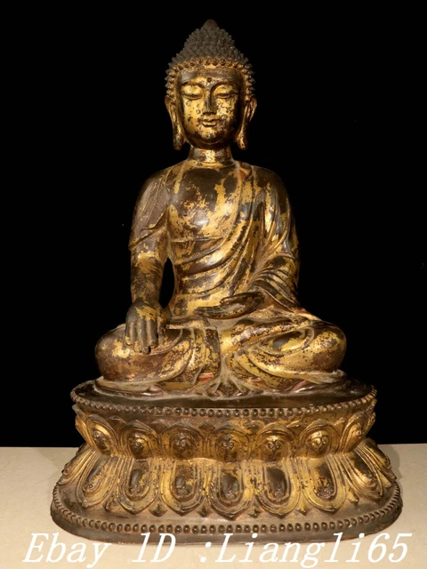 23.6''OLD TIBET TIBET Bronze Gilt Shakyamuni Sakyamuni Amitabha Buddha Statue EUR 1.099,00 ...