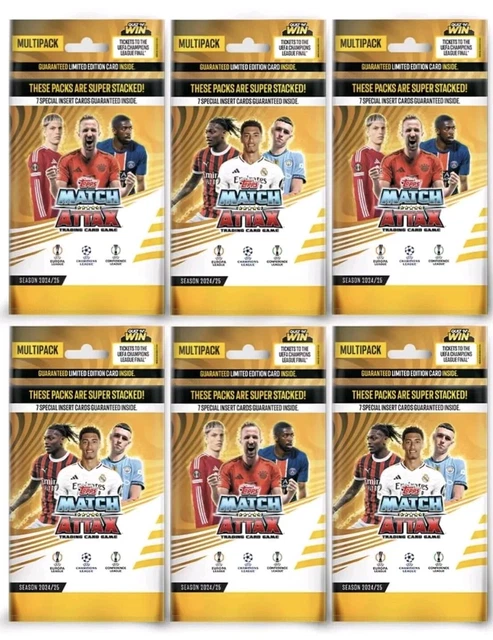 TOPPS MATCH ATTAX 24/25 - 6 x SUPER STACKED PACKS (20 Cards per Pack ...