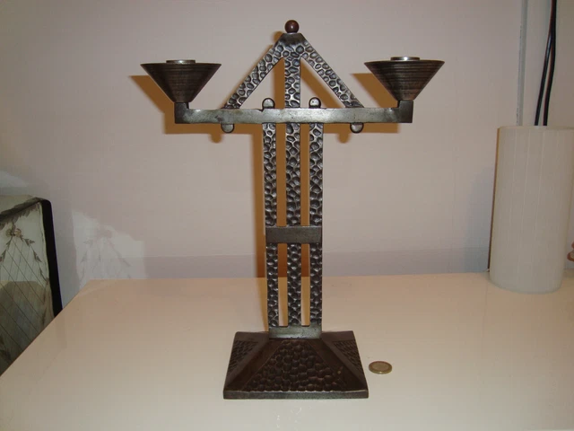 BOUGEOIR CHANDELIER EN Fer Forge Nics Freres ? Art Deco EUR 90,00 ...