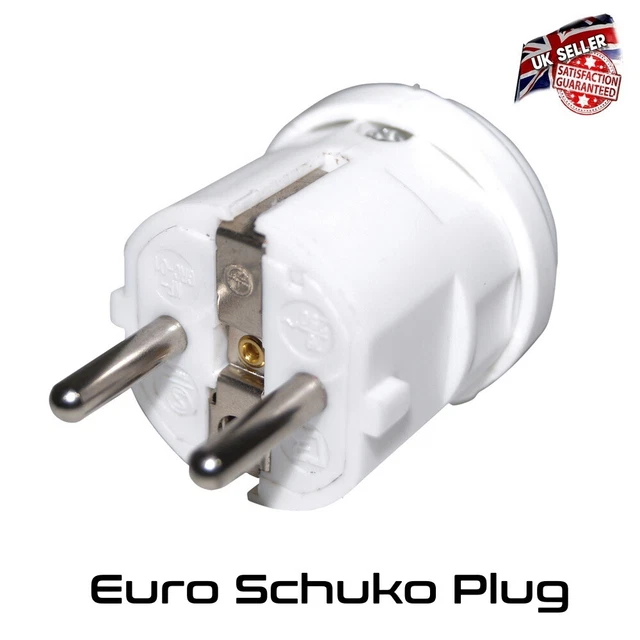 EURO PLUG EUROPEAN Schuko Rewireable Plug Top Connector 16 Amp White ...