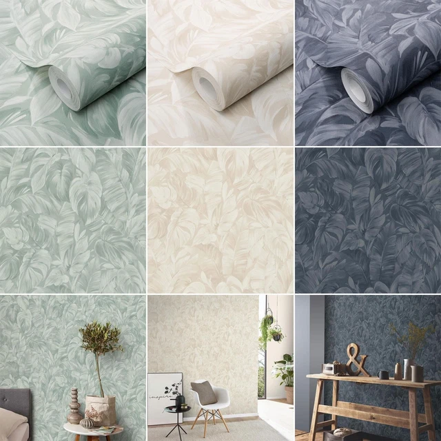 PLAY OF LIGHT Palm Leaf Wallpaper Tropical Leaves Jungle Textured Vinyl Erismann EUR 38,59 ...