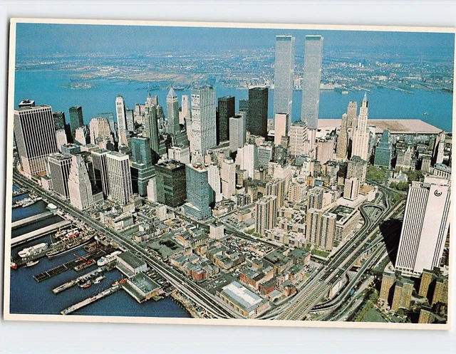 POSTCARD AERIAL VIEW lower Manhattan Skyline Manhattan USA £5.68 ...