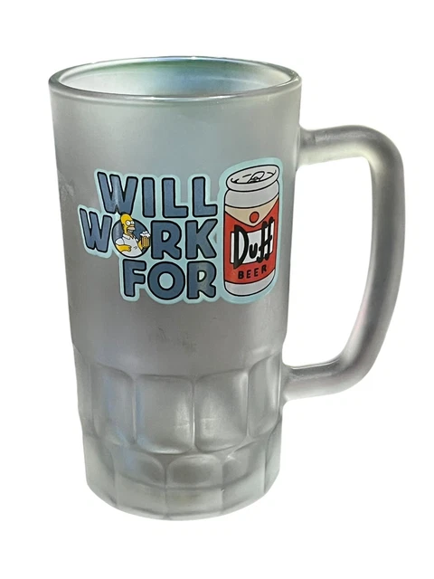 BEER GLASS HOMER Simpson Work For Duff Steiner Tankard Frosted Mancave ...