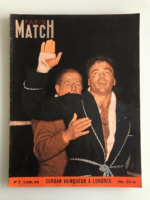 PARIS MATCH N° 3 - Marcel Cerdan vainqueur ( 8 avril 1949 ) - Parfait ...