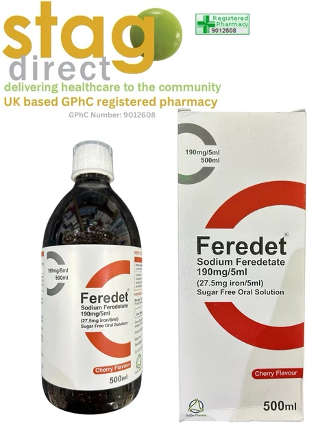 FEREDET IRON LIQUID Sugar Free - Cherry Flavour - Sodium Feredetate ...