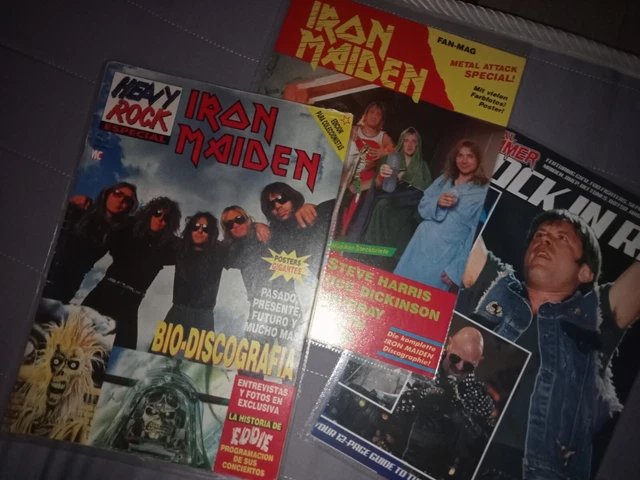 RARE! LOT 3 magazines Hard Rock Heavy Metal Iron Maiden Hammer + Poster ...