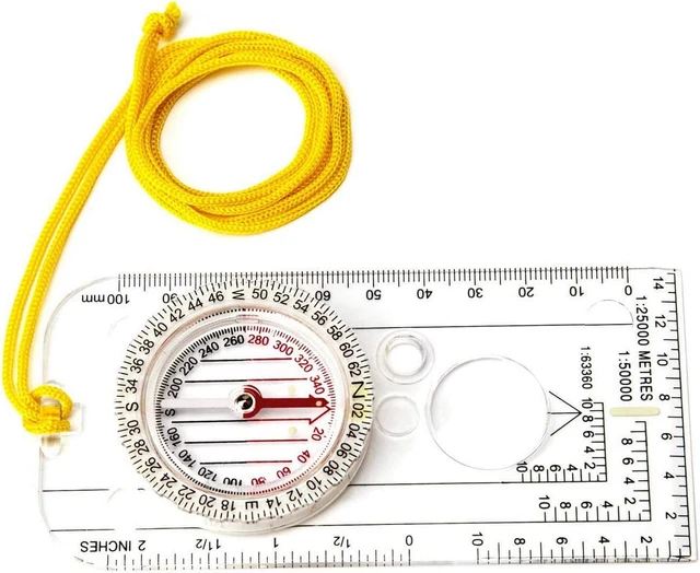 OUTDOOR BASEPLATE RULER Map Scale Compass Hiking Explorer Compass with ...