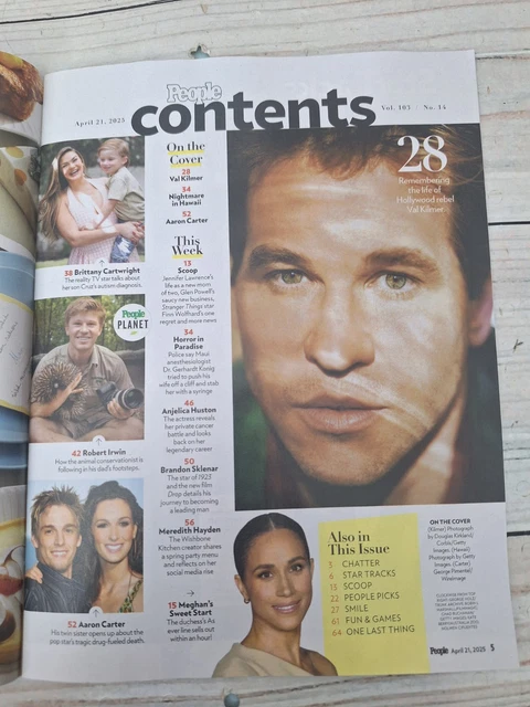 PEOPLE MAGAZINE APRIL 21, 2025 Val Kilmer Aaron Carter's Tortured Life ...