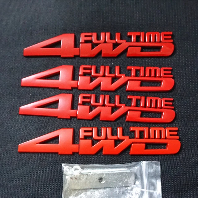 MATTE 4WD FULL TIME Red Metal Grille Emblem + 3x Sticker Badge Decal ...