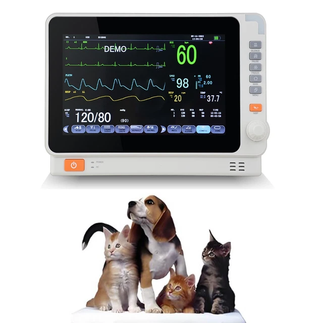 VET VETERINARY PATIENT Monitor-Portable-Vital Signs-ECG NIBP RESP TEMP ...