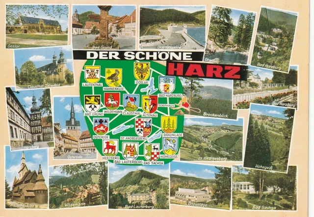 AK MAP, LANDKARTE, Umgebungskarte **DER SCHÖNE HARZ** 44 EUR 1,00 ...