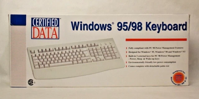 CERTIFIED DATA WINDOWS 95/98 & NT Keyboard SK-1100P Detachable Palm ...