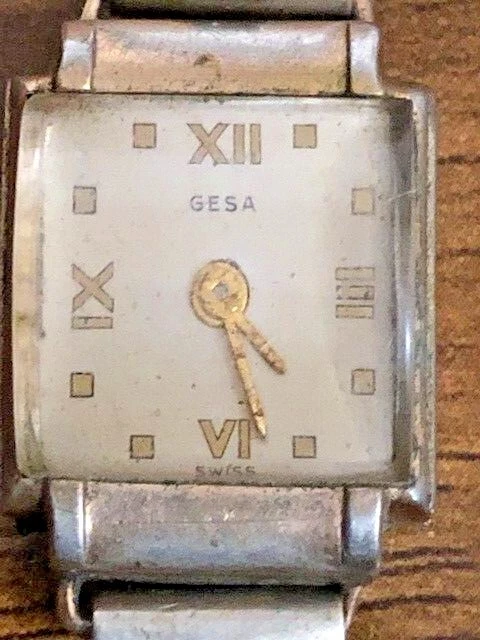 RARE SWISS MADE Gesa Square Dial Mechanical Ladies Watch Head - 16mm £ ...