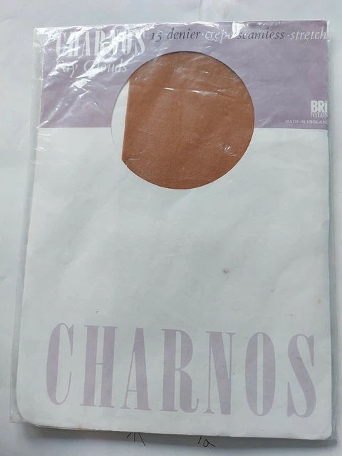 VINTAGE CHARNOS 15 denier crepe stretch Dusk nylon stockings. Size 8.5 ...