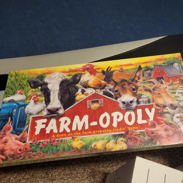 FARM- OPOLY BOARD Game monopoly Property Trading 6 custom pewters New ...