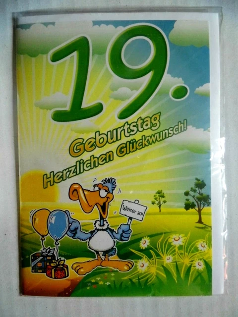 19. GEBURTSTAG GLÜCKWUNSCHKARTE Geburtstagskarte mit UMSCHLAG Geschenk ...