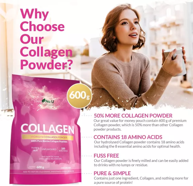 COLLAGEN POWDER 600G XL Pouch - 100 Servings - 3+ Month Supply - High ...