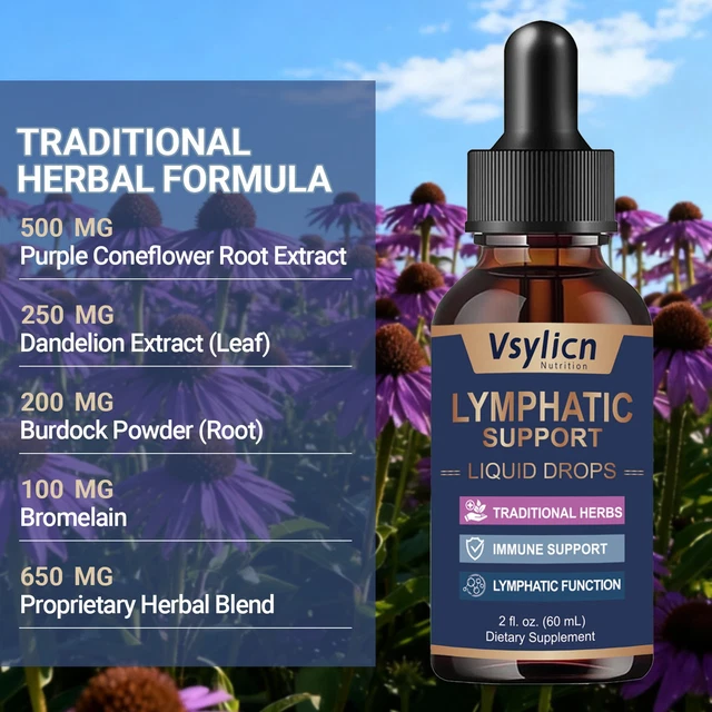 60ML LYMPHATIC DRAINAGE Drops -Lymph Detox Cleanse For Immune Support ...
