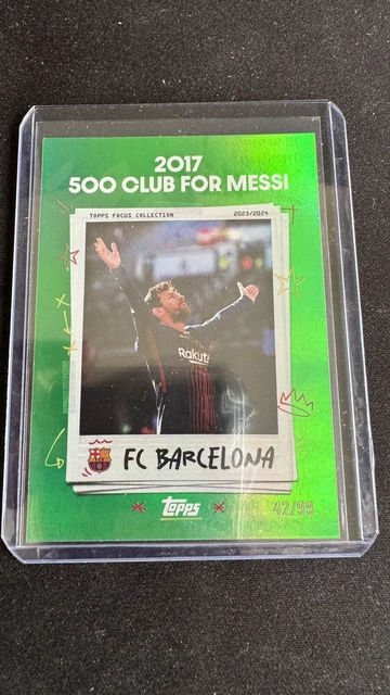 LIONEL MESSI 2023-24 Topps Barcelona Focus 2017 500 club pour Messi /99 ...