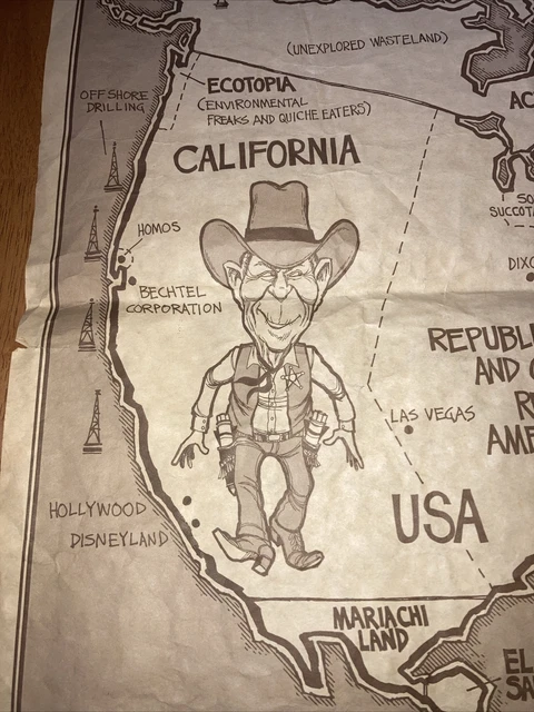 VINTAGE POLITICAL MAP, The World According To Reagan 1982 Dave Horsey ...