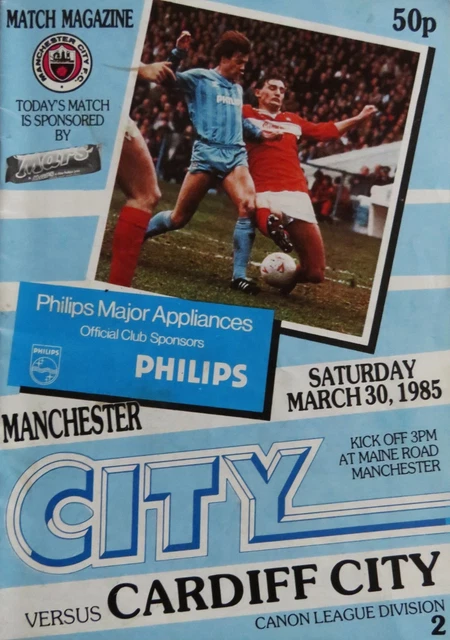 MANCHESTER CITY V Cardiff City 1984-85 - Division 2 - 30 March 1985 £3. ...