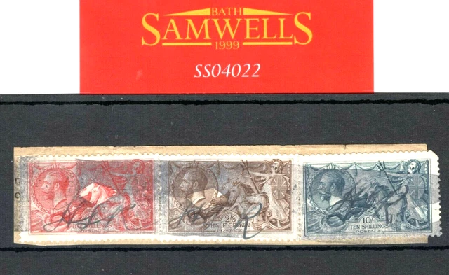 GB KGV SEAHORSE High Values BRADBURY *SET* FRANKING Piece Used Cat £335 ...