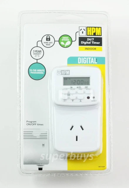 HPM DIGITAL ELECTRICAL Powerpoint Power Point 7 Day Timer with Battery ...