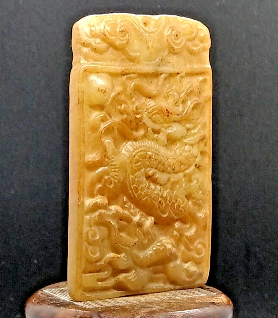 ANCIENT SCULPTURE OLD Jade China Sacred Dragon Double Hand Carved ...