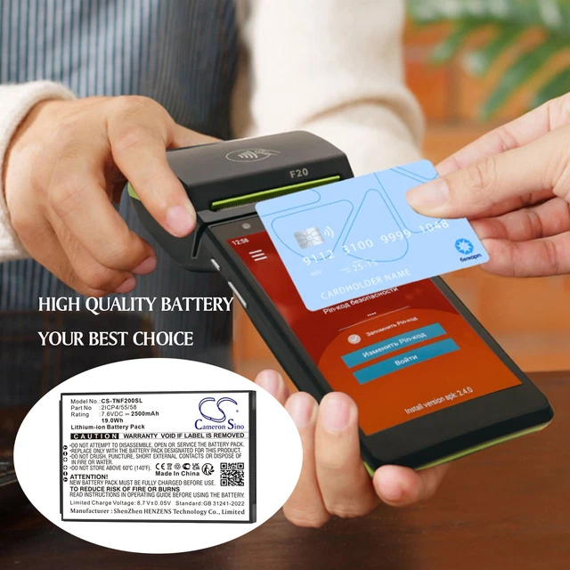 BATTERIE 2500MAH TYPE 2ICP4/55/58 For Feitian F20 Smart Pos $137.23 ...