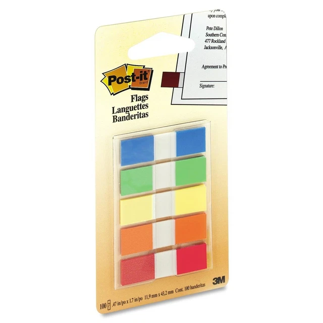 POST-IT FLAG PACK, 100 Flags per Pack, 20 Each Of 5 Primary Colors, 683 ...