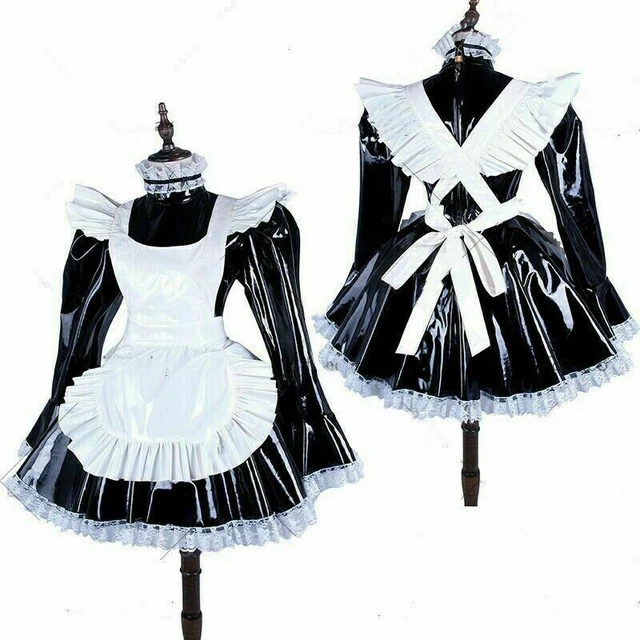 THE NEW BLACK lockable Sissy Maid Dress vinyl Uniform £46.80 - PicClick UK
