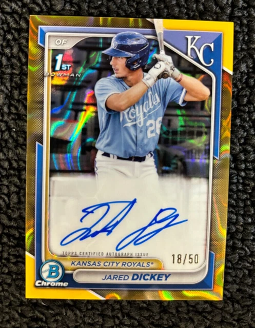 2024 BOWMAN BASEBALL Jared Dickey 1° Bowman Rifrattore Lava Oro Auto ...