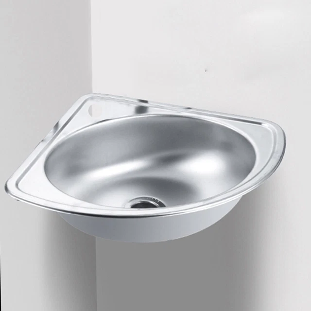TRIANGLE WASH BASIN Stainless Steel Thick Small Sink Corner Wall ...
