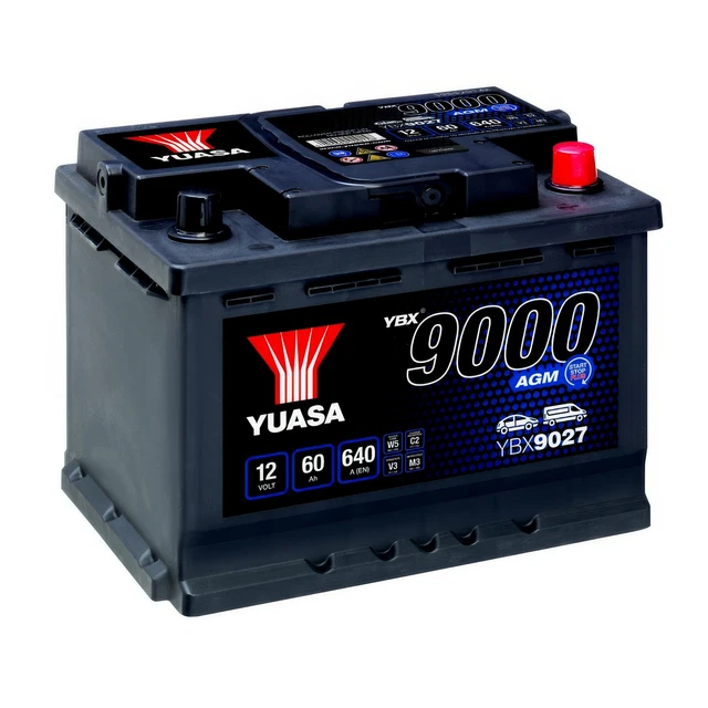 YUASA CAR BATTERY 12V 60Ah 640A B3 T1 Starter VRLA Fits Vauxhall Adam 1 ...