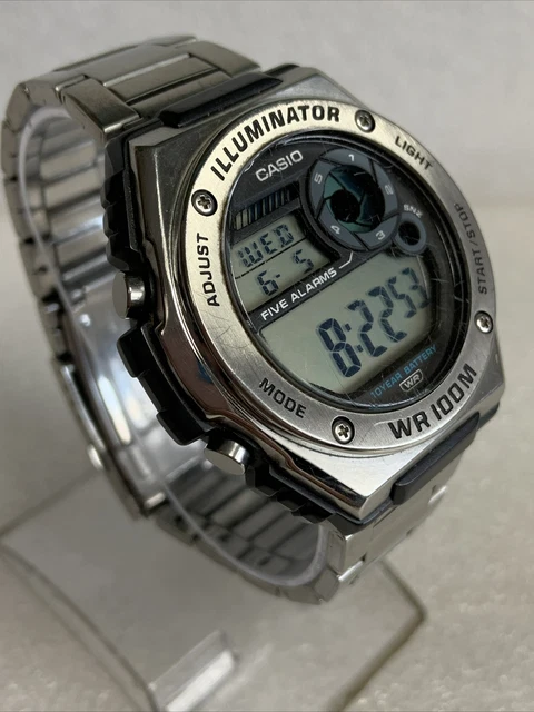 CASIO ILLUMINATOR SILVER Stainless Steel Bracelet Watch MWD-100HD-1AVEF ...
