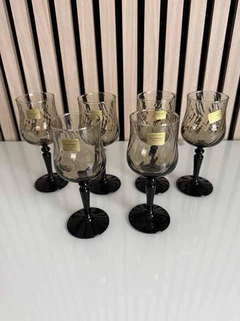 6 LUMINARC FRANCE Weißwein Aperitif Gläser Rauchglas wie neu Vintage Antik EUR 22,00 - PicClick DE