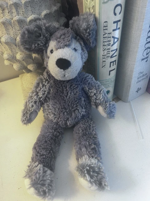 RARE RETIRED JELLYCAT Small Puddle Mutt Grey Dog Soft Plush 10 inch ...