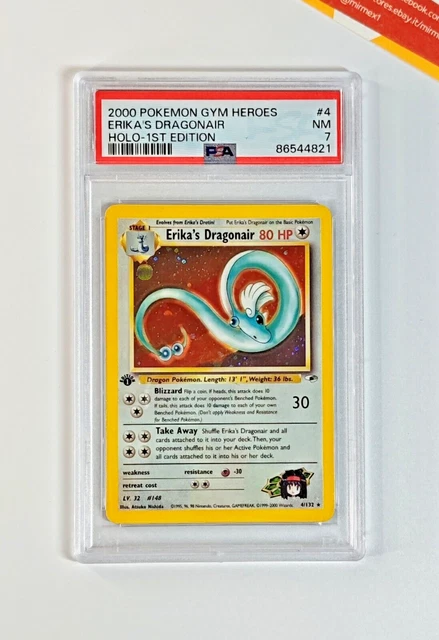POKEMON PSA 7 Erika's Dragonair #4 Holo 1st Ed Gym Heroes 2000 English ...