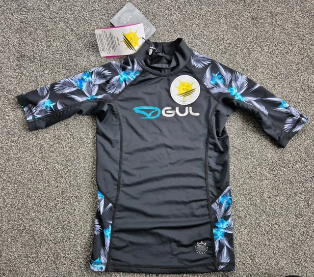 GUL JUNIOR RASH Vest Black Print Age 11-12 BNWT UPF 40+ £7.59 - PicClick UK