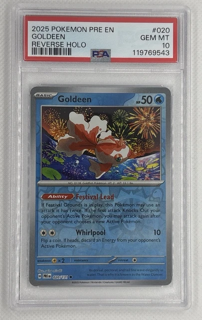 GOLDEEN #20 2025 Pokemon SV Prismatic Evolutions Reverse Holo PSA 10 ...