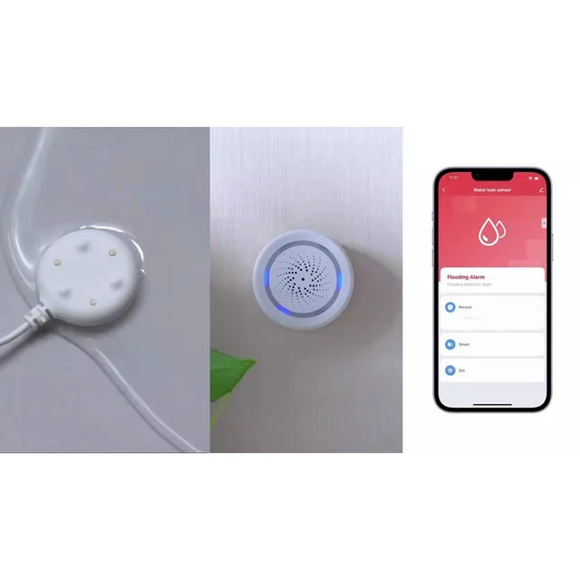 SMART HOME COMPATIBLE Water Leak Sensor with Compact Design and Alerts ...