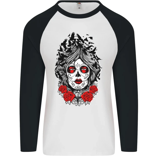 GIORNO DEI MORTI Teschio di Zucchero Dotd Mexico Uomo L/S Baseball T ...
