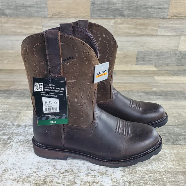 ARIAT WORK GROUNDBREAKER Soft Toe Work Boots Mens 10.5 2E Wide Slip On ...