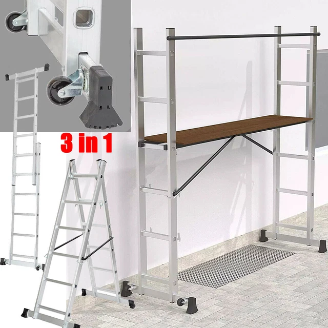 MULTI-PURPOSE ALUMINIUM WORKING Ladder Step Platform Scaffold Tower w/2 ...