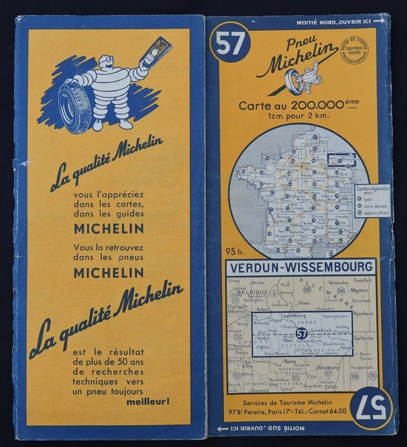 MICHELIN OLD MAP 1952 n° 57 VERDUN Guide Bibendum pneu tire $12.24 ...