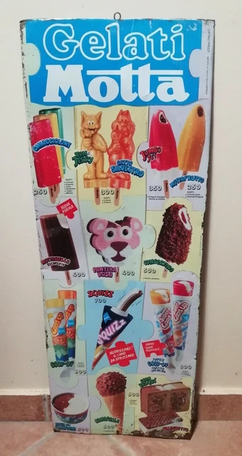 TABELLA GELATI MOTTA 1985 insegna gelato Gatto Silvestro Pantera Rosa ...