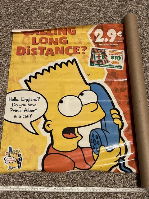 THE SIMPSONS VINTAGE Vinyl Window Cling Poster 7-11 Bart Prince Albert ...