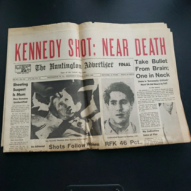 JFK ASSASSINATION NEWSPAPER-HUNTINGTON Advertiser Dated June 5, 1968 £ ...