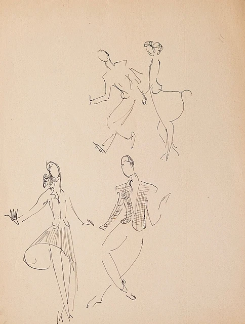 JANINE JANET - Drawing Original - Ink - Dancers 1 $146.99 - PicClick CA